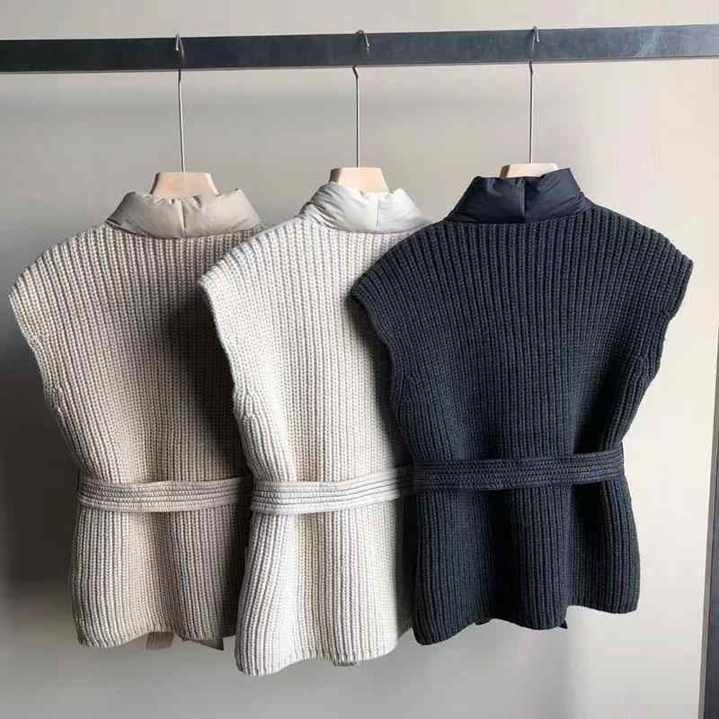 ・カテゴリ: 羽毛ベスト・厚さ: 中厚・生地: ポリエステル・中綿: ホワイトダックダウン・主素材: ポリエステル・シルエット: レギュラー・着脱: 不可・前立て: シングルブレスト・襟の形: Vネック・ファー: 無し・デザイン: ニット、...