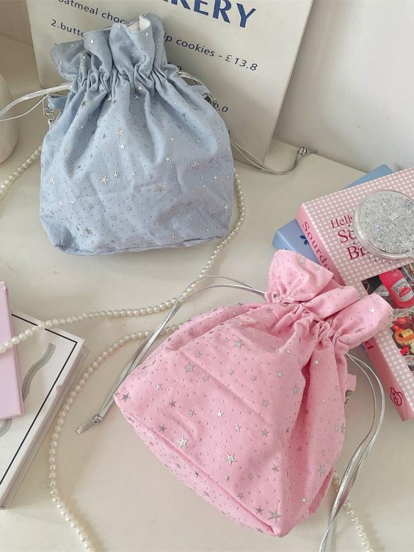 ・カラー: ピンク、灰青・スタイル: ストリート・素材: ポリエステル・バッグのスタイル: トートバッグ・バッグのサイズ: 中・流行の要素: スパンコール・裏地の材質: ポリエステル・バッグの形状: 縦型・開閉方法: ドローストリング・硬さ...