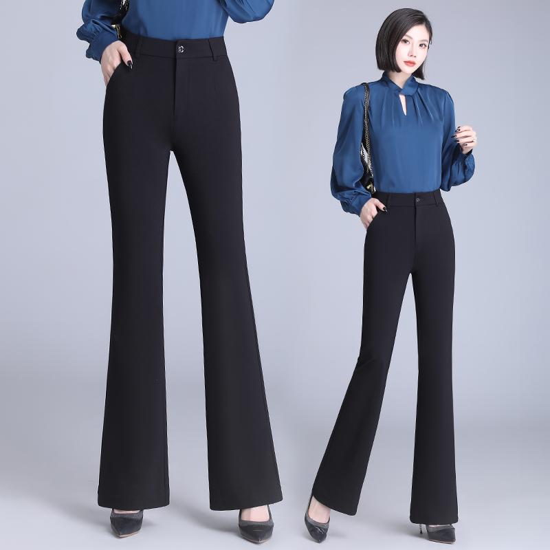 ・素材: ポリエステル繊維・パンツスタイル: フレアパンツ・パンツ丈: 長ズボン・ウエスト: ハイウエスト・厚さ: 普通・デザイン: ポケット・カラー: ブラック・サイズ: S, M, L, XL, 2XL, 3XL, 4XL・スタイル: ...