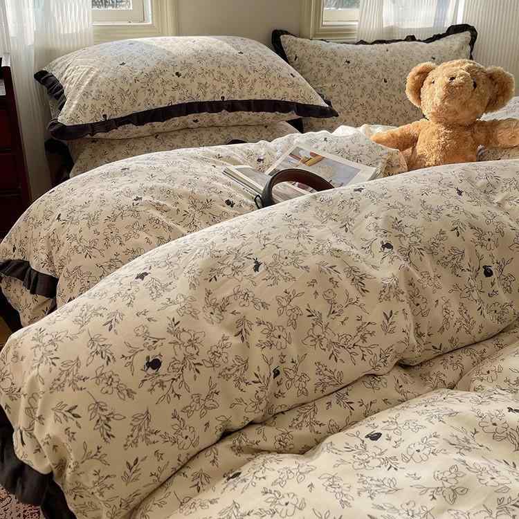 ・柄: 植物花卉・スタイル: 床笠款、ベッドシーツタイプ・素材: 綿・サイズ展開: シングルサイズ（150x200cmの布団用）、セミダブルサイズ（150x200cmの布団用）、ダブルサイズ（200x230cmの布団用）、クイーンサイズ（2...