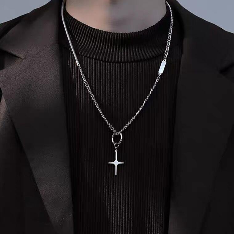 ・スタイル: 韓国・素材: チタン鋼・加工方法: 研磨・種類: ネックレス・対象: 男女兼用・デザイン: 幾何学・チェーンタイプ: スネークチェーン・ペンダント: あり・アジャスター: 10cm以下・ペンダント素材: チタン鋼・長さ: 51...