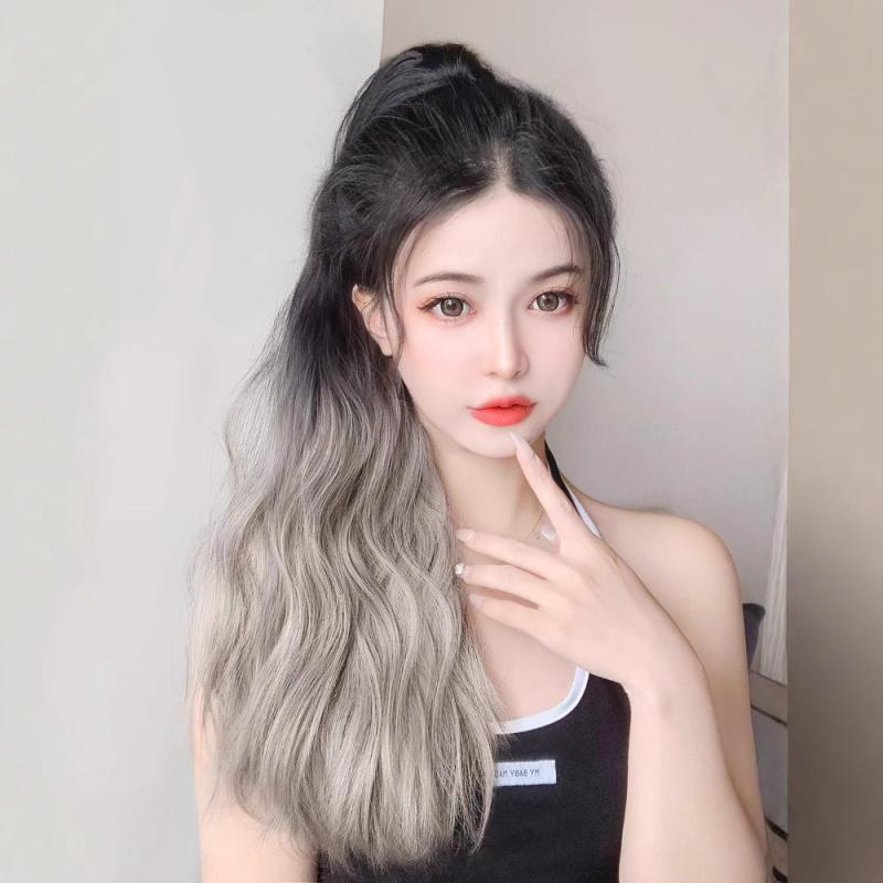・カテゴリ: ヘアエクステンション・スタイル: ポニーテール・対象: 女性・製法: 機械製・ヘア素材: 高温シルク・対応肌色: すべて・対応顔型: すべて・カラー: グラデーションアッシュグレー、自然な黒、ダークブラウン、深 коричне...