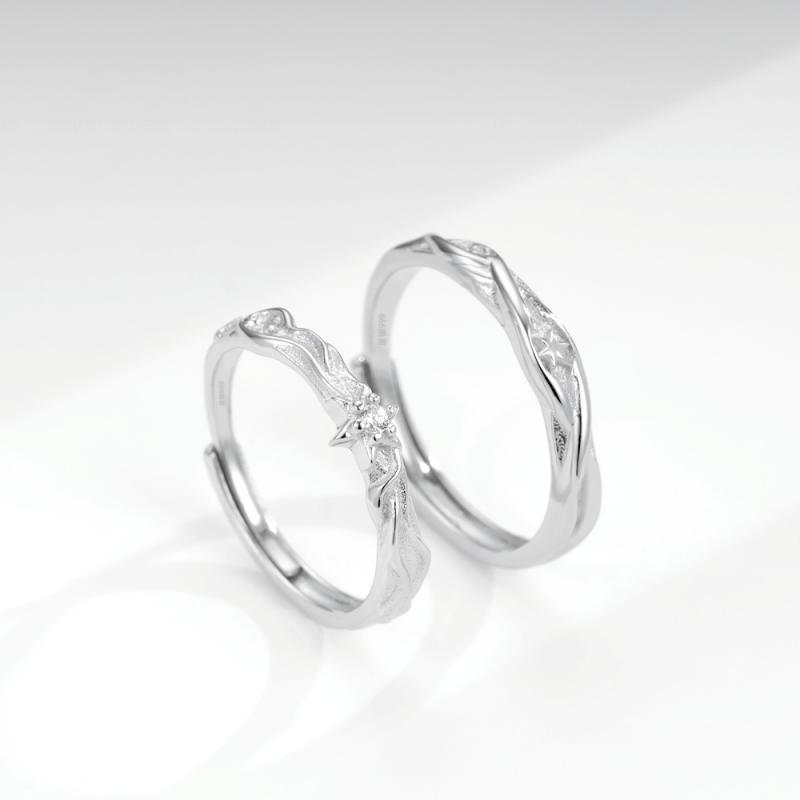 ・種類: ペアリング・素材: 999シルバー・形状: 星座、幾何学・処理: 電気メッキ・スタイル: オリジナルデザイン・対象: カップル・カテゴリー: 手飾り・カラー: 女戒13号、男戒17号・サイズ: フリーサイズ・流行要素: 星空、星