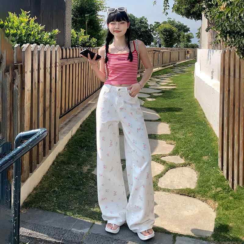 ・主な素材: 綿95%以上・スタイル: ストリート・カテゴリ: ジーンズ・パンツ丈: ロング・ウエスト: ハイウエスト・厚み: 中厚・ポケット: あり・プリント: あり・カラー展開: ホワイト・サイズ展開: XS、S、M、L、XL・レッグシ...