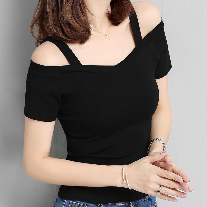 [ "・カテゴリ: Tシャツ", "・スタイル: 通勤", "・袖丈: 半袖", "・ネックライン: オフショルダー", "・カラー展開: ブラック,...