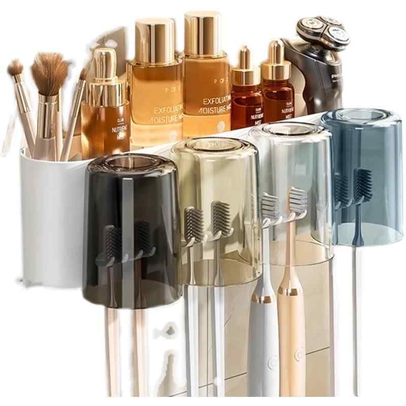 ・カテゴリ: 歯ブラシスタンド・機能: 収納、歯磨き粉絞り、穴あけ不要・素材: プラスチック・設置方法: 吸盤式・カラー: ホワイト2個、ホワイト3個、ホワイト4個、ホワイト2個+歯磨き粉ディスペンサー（灰白色）、ホワイト3個+歯磨き粉ディ...