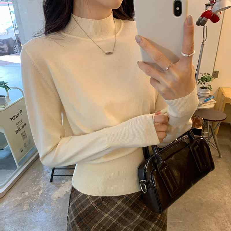 ・素材: ポリエステル、アクリル・柄: 無地・厚さ: 中・組み合わせ: 単品・スタイル: プルオーバー・シルエット: ストレート・袖のタイプ: レギュラー袖・襟の形: スタンドカラー・袖丈: 長袖・デザイン: ニット・カラー: 杏色、コーヒ...