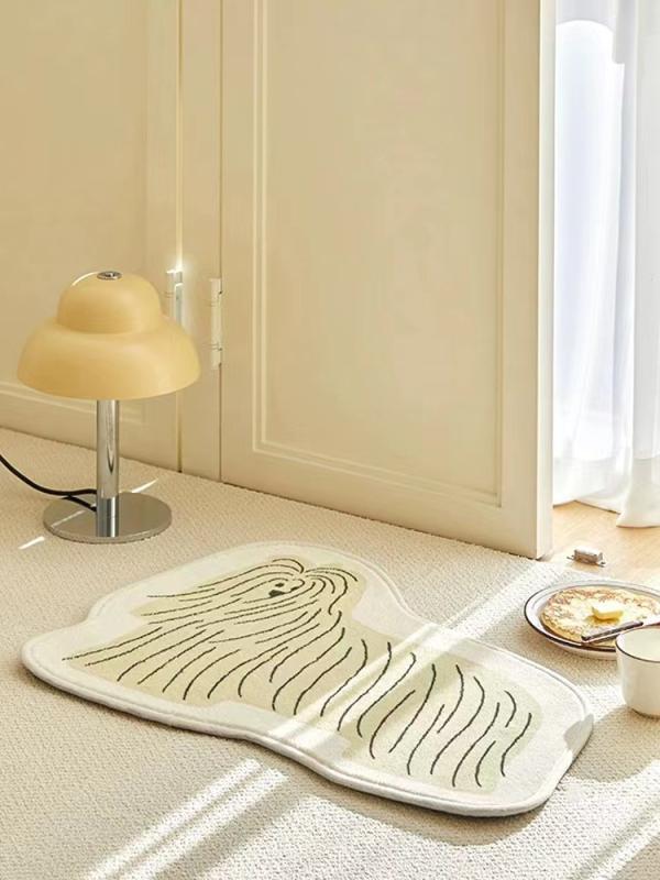 ・素材: ポリエステル・デザイン: プリント・形状: 異形・柄: 無地・洗濯方法: 水洗い・カラー: 小白狗, 修狗・用途: リビング, 寝室・スタイル: アニメ