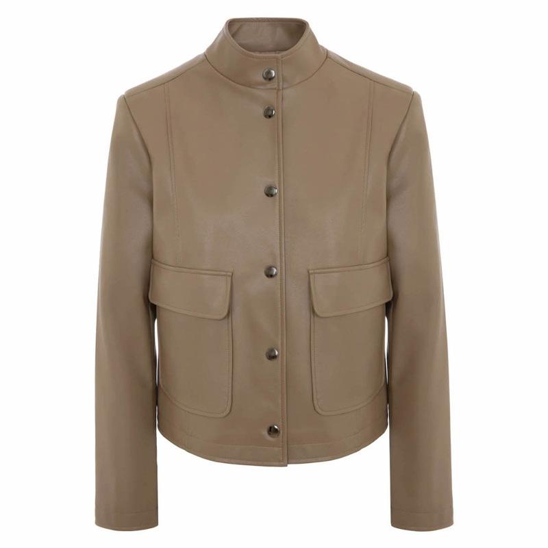 ・着丈: 超短め（40cm以下）・襟型: スタンドカラー・流行要素: ポケット・色: カーキ、クリーム・サイズ: フリーサイズ・スタイル: おしゃれ・シルエット: ストレート・袖丈: 長袖・袖のタイプ: シャツ袖・前立て: シングルブレスト...