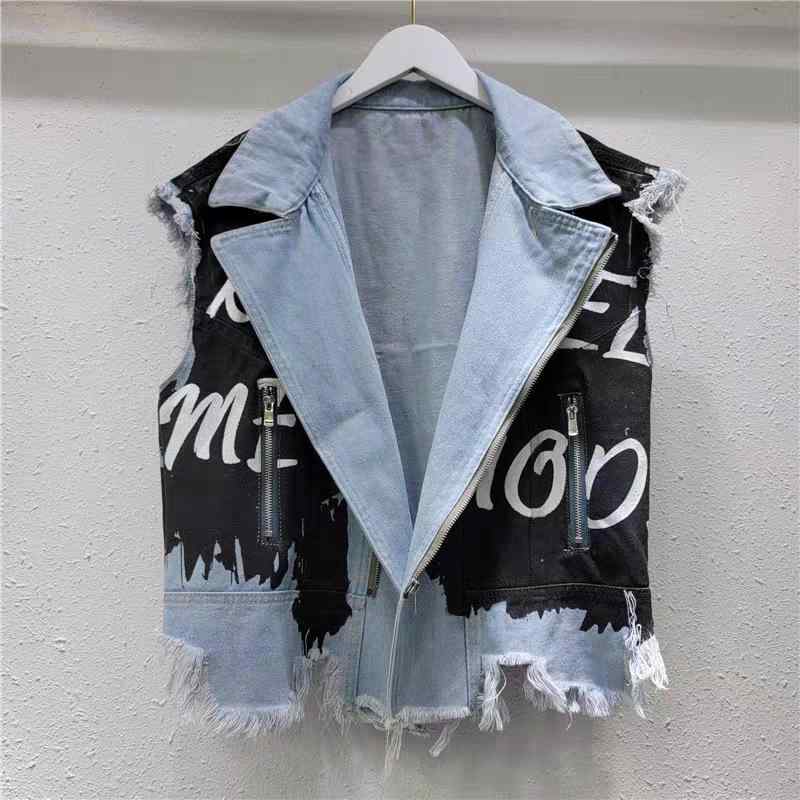 ・ネックライン: POLO襟・素材: デニム・色: ブルー・サイズ: フリーサイズ・スタイル: ストリート、欧米・対象年齢: 成人・性別: 女性・フィット: ゆったり・カテゴリ: ベスト