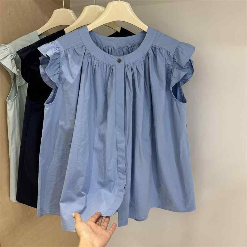 ・素材: 綿・柄: 詳細参照・スタイル: フリル、プリーツ、ボタン・袖丈: ノースリーブ・製法: 詳細参照・フィット: ゆったり・ネックライン: ラウンドネック・袖のタイプ: ランタンスリーブ・流行の要素: セーラーカラー・カラー: ダーク...