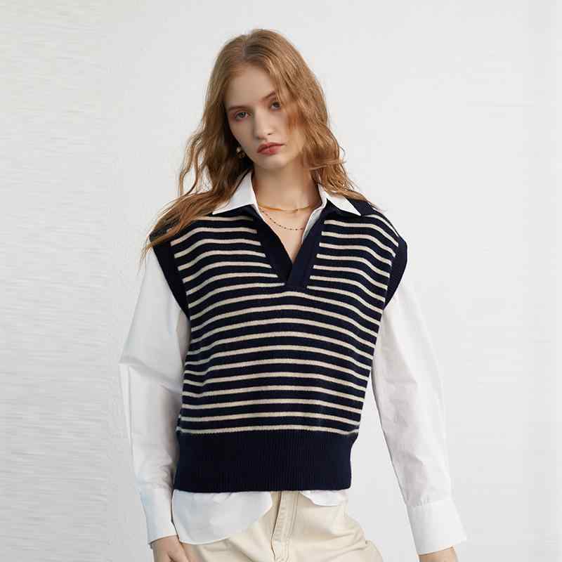 ・スタイル: カジュアル、日韓・カテゴリ: ベスト・対象: 成人、女性・素材: カシミヤ・素材構成: カシミヤ95%以上・ネックライン: ポロネック・フィット: ゆったり・カラー: ダークブルー・サイズ: フリー