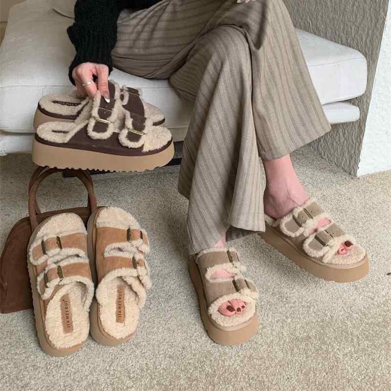 ・カラー: コーヒー色, カーキ色, ブラウン・サイズ: 35, 36, 37, 38, 39・靴の甲の素材: マイクロファイバー・製品カテゴリ: スライド・靴のつま先の形状: ラウンドトゥ・スタイル: 韓国風・靴底の素材: ゴム・内側の素...