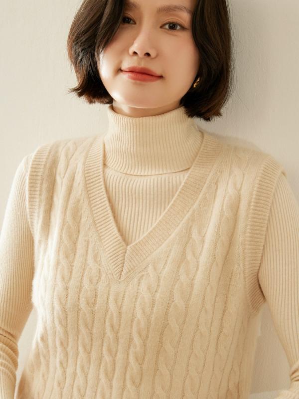 ・スタイル: 甜美・袖丈: ノースリーブ・ネックライン: Vネック・柄: 無地・カラー: ホワイト、本青色、花束ピンク、ブルー、富貴レッド、上青色・サイズ: M、L、XL・素材: カシミヤ・メイン素材含有量: 30〜50%・着丈: ミドル丈...