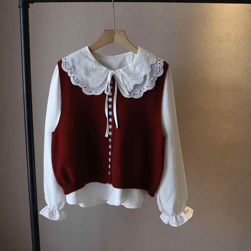 ・カテゴリ: シャツ・スタイル: スイート・柄: 無地・袖丈: 長袖・着丈: 普通・ネックライン: 娃娃襟・袖のタイプ: シャツ袖・カラー: アプリコット+アプリコット, ホワイト+ライトブルー, ホワイト+レッド, ホワイト+ピンク, ホ...