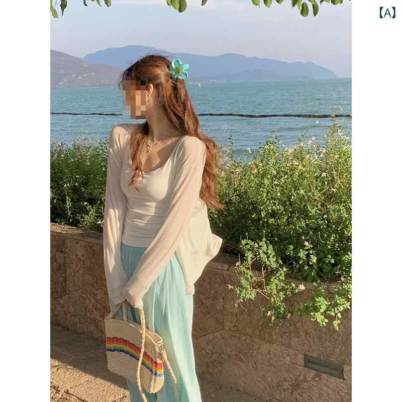 ・主な素材: 氨纶30%以下・柄: 単色・シルエット: ルーズフィット・セット: 単品・厚み: 超薄・着丈: 普通(50cm＜着丈≤65cm)・袖丈: 長袖・袖型: 標準・ネックライン: ポロ・カラー展開: 白色、黒色・サイズ展開: S、M...