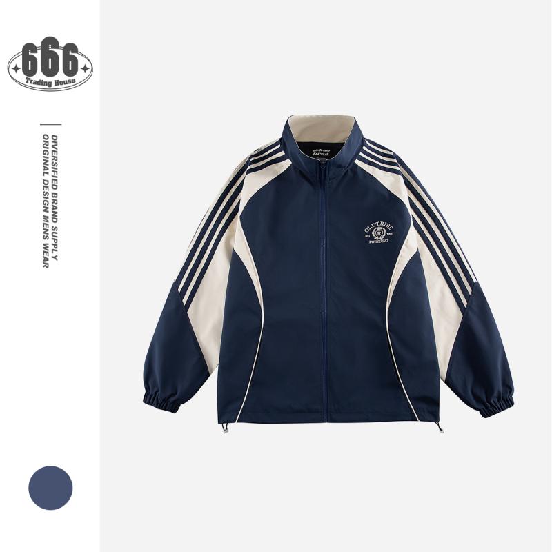 ・カテゴリ: ジャケット・スタイル: スポーツ・対象: 青少年、成人・領型: スタンドカラー・フィット: ゆったり・前立て: ジッパー・フード: なし・厚さ: 普通・柄: ストライプ、無地・素材: 化学繊維混紡、ポリエステル・生地: ポリエ...