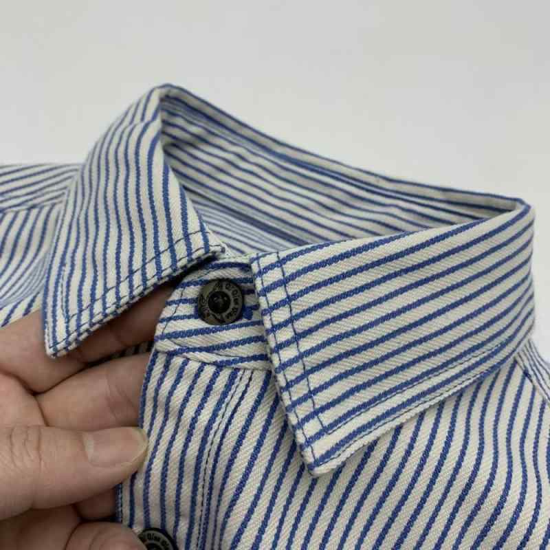 ・カテゴリ: シャツ・スタイル: カジュアル・素材: 綿混紡・生地: 綿・生地の厚さ: 薄手・対象年齢: 青年・対象: 男性・袖丈: 長袖・柄: ストライプ・デザイン: カーディガン・ネックライン: 襟付き・フィット: ルーズ・カラー: ブ...