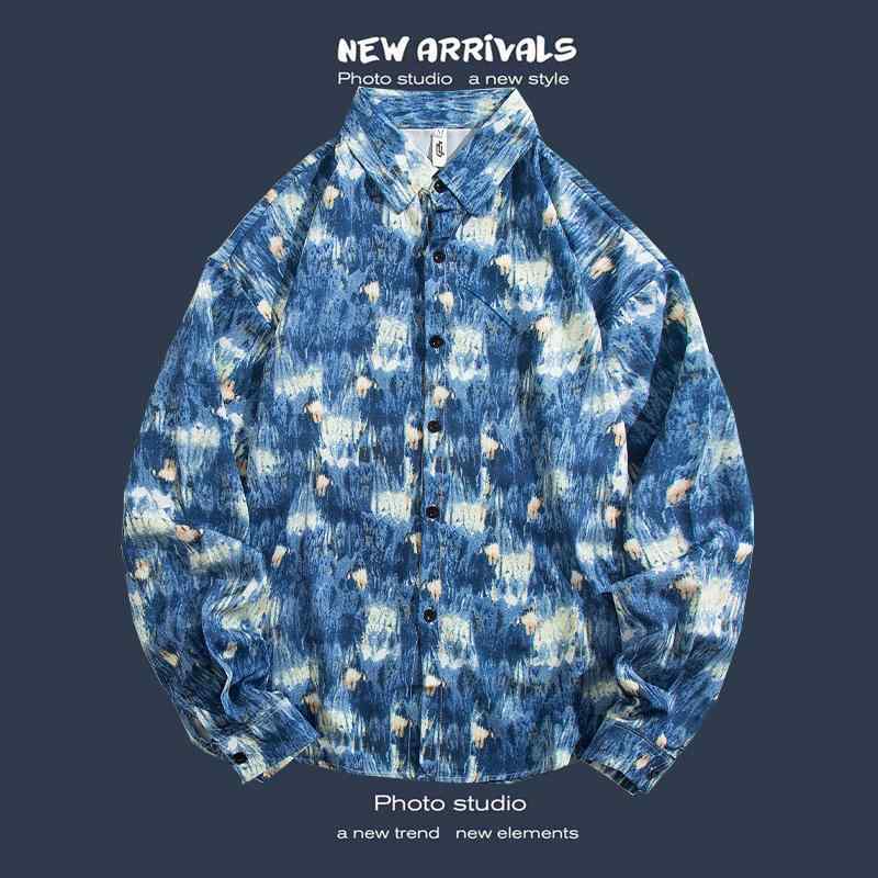 ・カテゴリ: シャツ・スタイル: 小清新・タイプ: カーディガン・フィット: ルーズ・襟の形: 尖襟・袖丈: 長袖・柄: 花柄、プリント・厚さ: 薄手・対象年齢: 青少年、成人・対象: 男性・素材: 化学繊維混紡、ポリエステル95%・カラー...