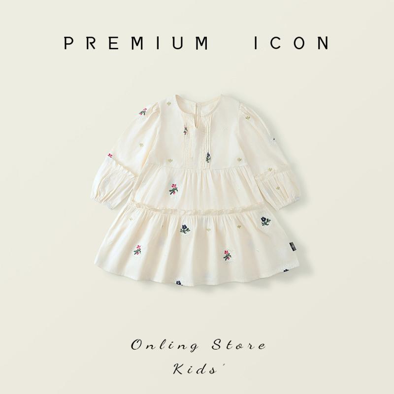 ・カテゴリ: ワンピース・スタイル: 韓国風・主な素材: 綿100%・生地: 綿・安全等級: B類・対象: 中小キッズ(3～8歳, 100～140cm)・柄: 花柄・袖丈: 長袖・スカートスタイル: Aライン・要素: プリンセス・色: オフ...