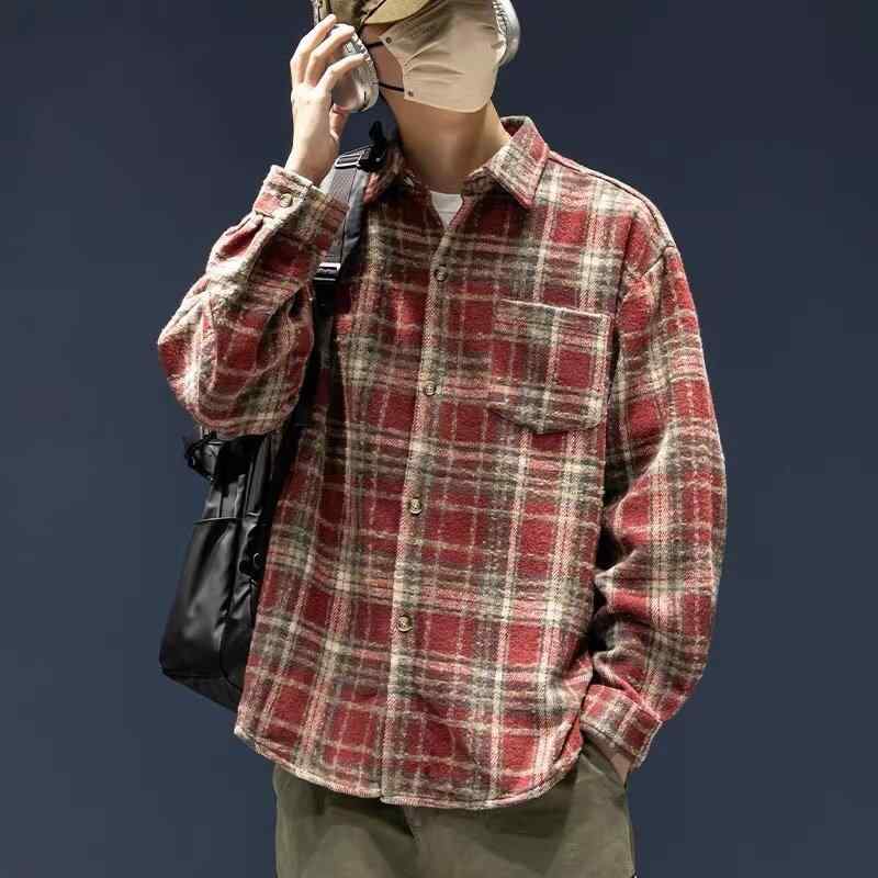 ・カテゴリ: シャツ・スタイル: 韓国版・タイプ: カーディガン・シルエット: ルーズ・襟: 襟付き・袖丈: 長袖・柄: 格子柄・生地: 綿混紡・主な生地成分: ポリエステル・生地成分含有量: 100%・対象年齢: 成人・対象: メンズ・カ...