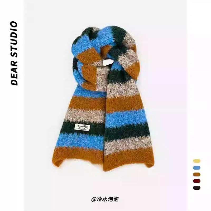 ・カテゴリ: マフラー・機能: 保温・素材: 羊毛・スタイル: 小清新、ガーリー・サイズ: 約20cm×170cm・柄: ストライプ