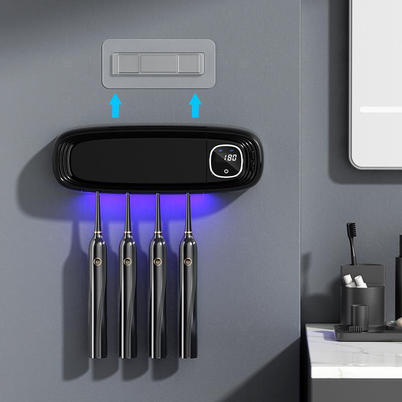 ・カテゴリ: 歯ブラシホルダー・機能: 紫外線殺菌・素材: 金属・タイプ: 吸盤式・カラー: ホワイト、ブラック