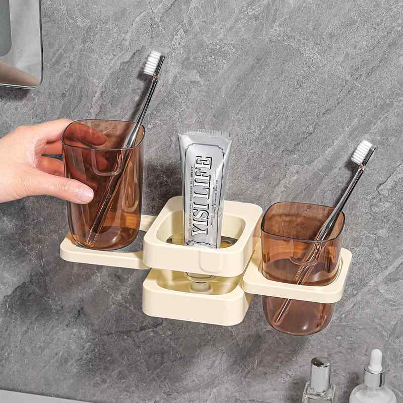 ・商品カテゴリ: 歯ブラシスタンド・機能: 穴あけ不要・素材: プラスチック・色: ホワイト