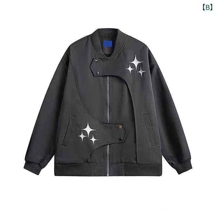 ・素材: ポリエステル・カテゴリ: ジャケット・スタイル: アメリカン・対象: 24～35歳・ネックライン: 襟なし・シルエット: ゆったり・フロント: ジッパー・フード: なし・厚さ: 普通・柄: その他・誤差範囲: 3～5%・生地: 小...