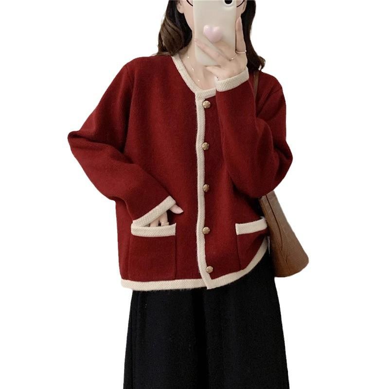 ・主な素材: 锦纶・柄: 拼色・厚さ: 厚手・組み合わせ形式: 単品・スタイル: カーディガン・版型: ゆったり・袖丈: 長袖・ネックライン: ラウンドネック・着丈: 普通(50cm<着丈≤65cm)・工艺: 纽扣,印花,拼接,螺纹・...