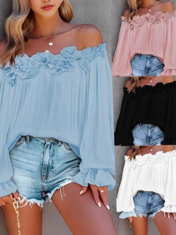 ・主な素材: ポリエステル, スパンデックス・柄: 無地・袖丈: 長袖・スタイル: プルオーバー・フィット: ゆったり・着丈: ミドル丈(50cm超～65cm以下)・ネックライン: オフショルダー・袖のタイプ: ドルマンスリーブ・流行のデザ...