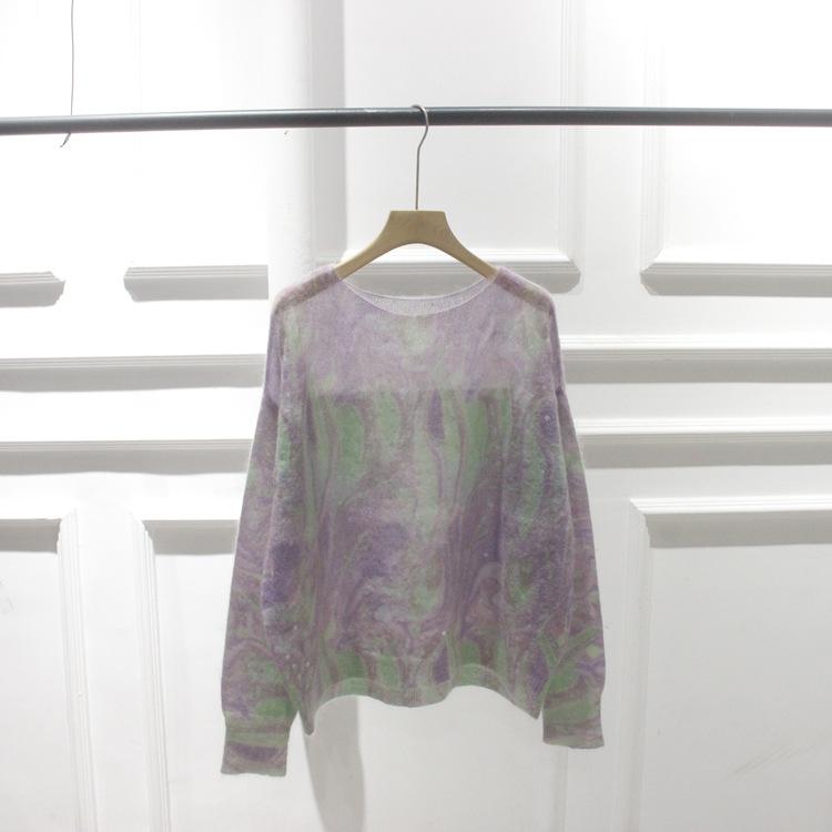 ・主な素材: 马海毛・柄: 抽象・厚さ: 薄・スタイル: 套头・組合せ形式: 单件・フィット: 常规・着丈: 普通(50cm<着丈≤65cm)・ネックライン: 一字领・袖丈: 長袖・袖のタイプ: 常规袖・流行の要素: 亮片・加工技術:...