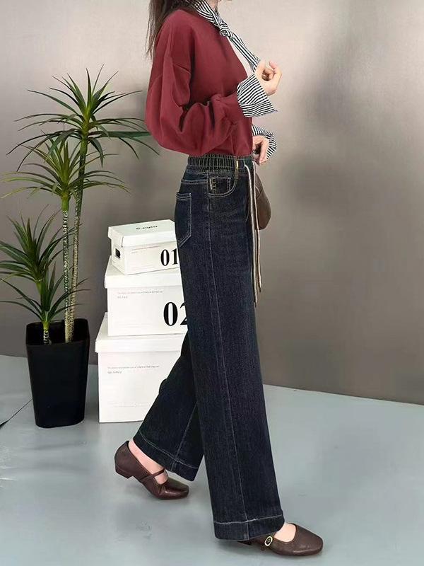 ・素材: 綿、ポリエステル・スタイル: ストレート・パンツ丈: フルレングス・ウエスト: ハイウエスト・厚さ: 普通・特徴: 無地・カラー: ブルー・サイズ: 27, 28, 29, 30, 31, 32・系統: ストリート・生地の伸縮性:...