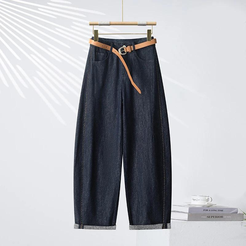 [ "・素材: 綿、ポリエステル", "・スタイル: ストレートパンツ", "・パンツ丈: フルレングス", "・ウエスト: ハイウエスト", "・厚...