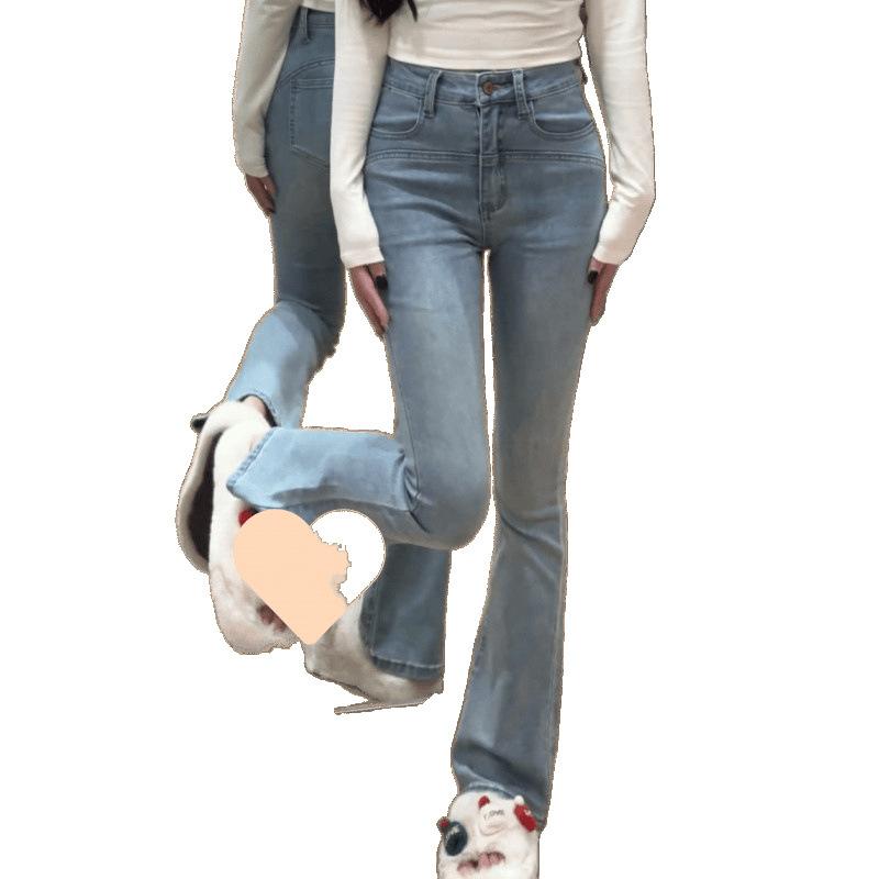 ・素材: デニム/綿・パンツ丈: フルレングス・ウエスト: ハイウエスト・特徴: 無地、ボタン、ファスナー・カラー: ライトブルー、ブラック・サイズ: S、M、L、XL、2XL、3XL・スタイル: アーバン