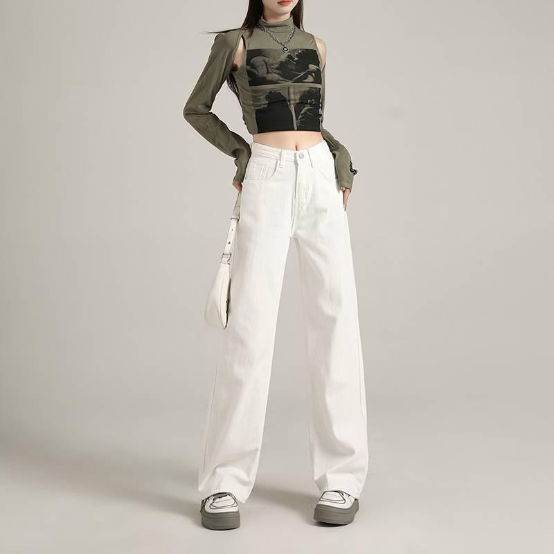 ・面料名称: 綿・主な素材: 綿・主な素材2: ポリエステル・スタイル: ストレートパンツ・パンツ丈: フルレングス・ウエスト: ミドルウエスト・厚さ: 普通・流行の要素: ウォッシュ加工・カラー: ホワイト、杏色、レトロブルー、ブラック（...