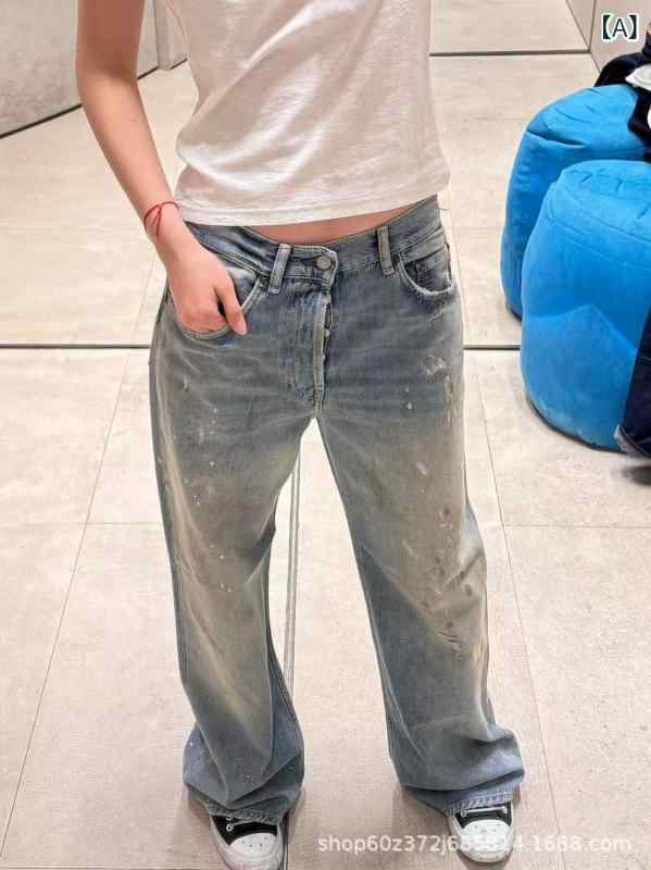 ・生地の名称: デニム・主な生地の組成: 綿・スタイル: フレアパンツ・パンツ丈: フルレングス・ウエストタイプ: ミドルウエスト・厚さ: 普通・人気のある要素: ダメージ加工・カラー: ブルー・サイズ: S, M, L・スタイル: ストリ...