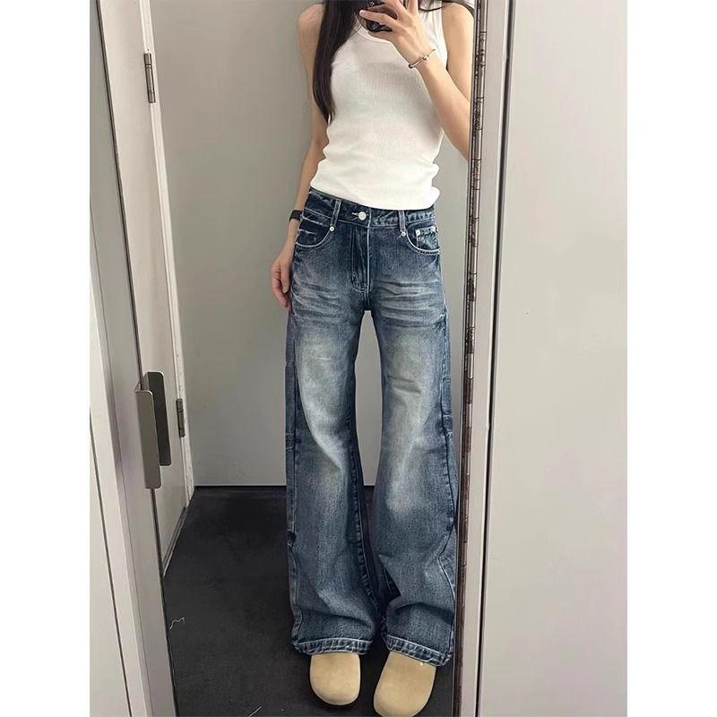 ・面料名称: デニム・主な素材: 綿・スタイル: ワイドレッグパンツ・パンツ丈: フルレングス・ウエスト: ハイウエスト・厚さ: 普通・カラー: ブルー・サイズ: XS, S, M, L, XL, 2XL・主な素材の含有量: 50%-70%...