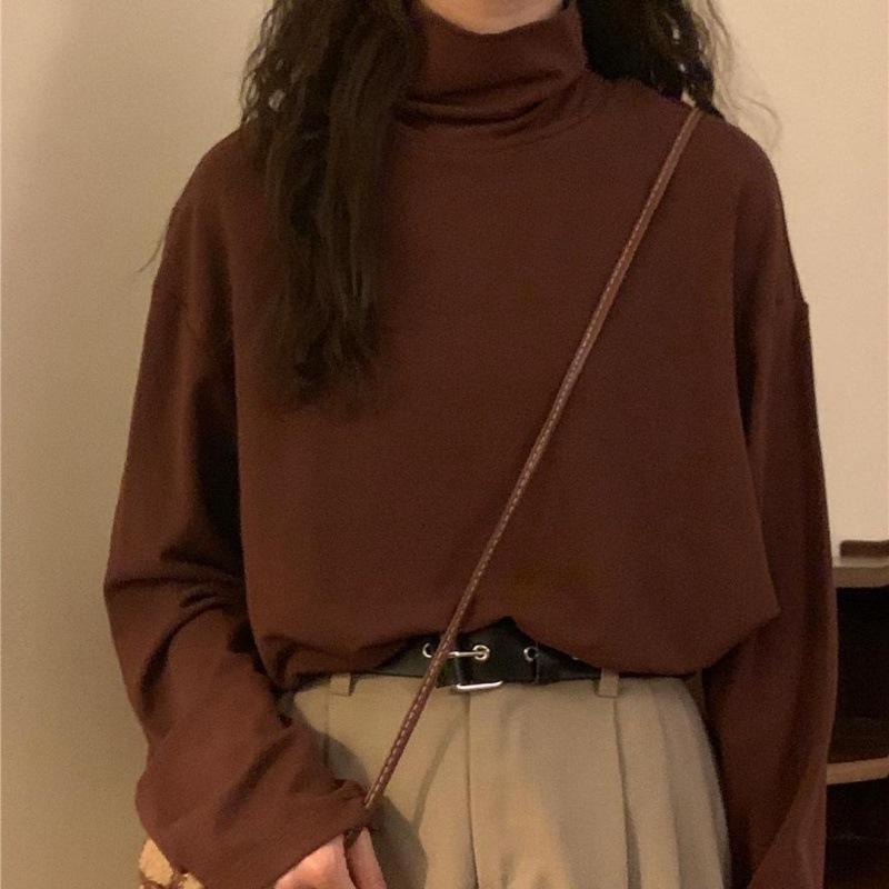 ・袖丈: 長袖・カラー: コーヒー色, 黒色, 白色・サイズ: S, M, L, XL, 2XL・製品カテゴリ: Tシャツ・主な素材: ポリエステル・ネックライン: ハイネック・スタイル: 都市風