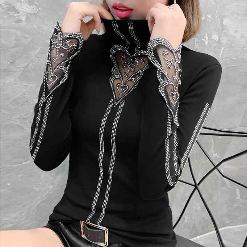 ・主な素材: ポリエステル・柄: ハート・スタイル: プルオーバー・袖丈: 長袖・工艺: 镂空・版型: スリム・着丈: ミドル丈(50cm50cm)・ネックライン: ハイネック・袖のタイプ: レギュラー・流行の要素: ホットドリル・カラー:...