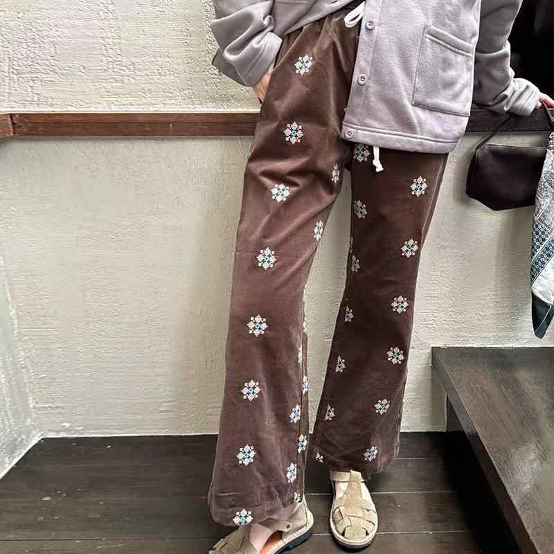 ・素材: 再生繊維・スタイル: 名媛風、カジュアル・パンツの長さ: 長ズボン・パンツのタイプ: ワイドレッグ・ウエスト: ハイウエスト・厚さ: 厚手・特徴: ポケット・カラー: 松果褐・サイズ: XS、S、M、L・弾性: なし・対象: 女性...