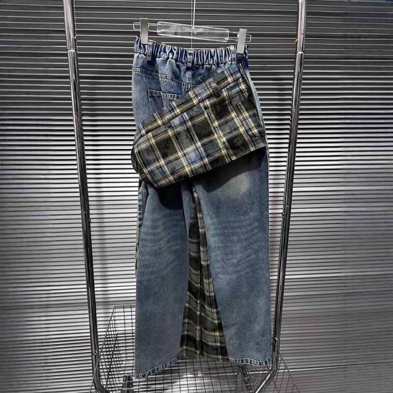 ・素材: 綿・パンツ型: ストレート・パンツ丈: フルレングス・ウエスト: ミドルウエスト・カラー: ブルー・サイズ: S, M, L・スタイル: スイートスパイシー・伸縮性: 中程度・対象: 女性・カテゴリ: カジュアルパンツ・素材（%）...