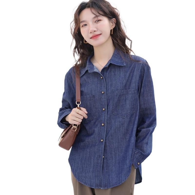 ・主な素材: 氨纶・袖丈: 長袖・ネックライン: POLO领・袖型: 落肩袖・カラー展開: 藍色・サイズ展開: S, M, L・スタイル: 御姐风・カテゴリ: シャツ・柄: その他・フィット: ゆったり・素材: シェニール、その他