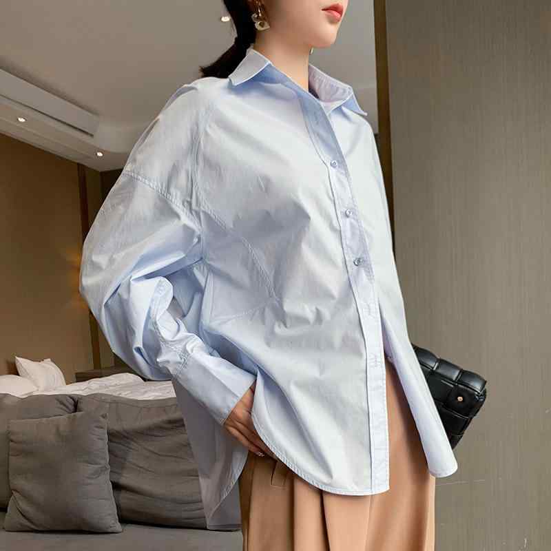 ・素材: 綿、スパンデックス・柄: 無地・スタイル: ポンチョ・袖丈: 長袖・着丈: 普通(50cm<着丈≤65cm)・ネックライン: シャツカラー・袖のタイプ: ドロップショルダー・特徴: ポケット・カラー: ホワイト、ライトブルー...