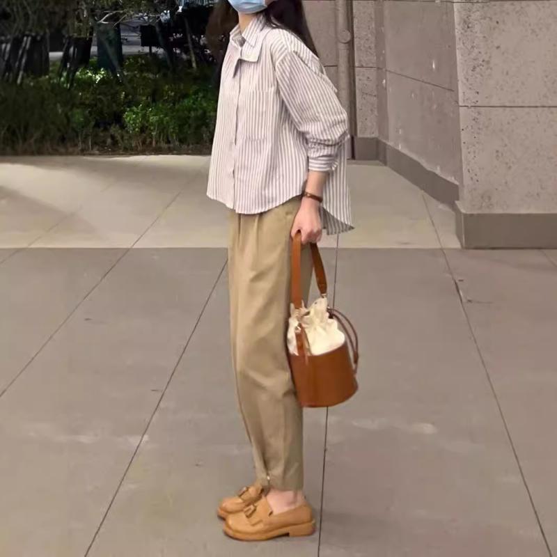 ・素材: 綿・スタイル: 香蕉パンツ・パンツ丈: フルレングス・カラー: カーキ・サイズ: S, M, L・対象: 女性・製品カテゴリ: カジュアルパンツ