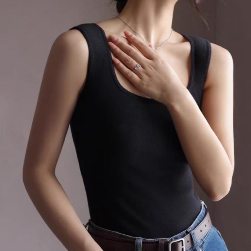 ・製品カテゴリ: ワイドショルダータンクトップ・カラー: ブラック, ダークグレー, ベージュ, コーヒー, モカグリーン・サイズ: F (42.5-62.5kg相当), 2XL (62.5-72.5kg相当)・スタイル: 百搭・ネックライ...