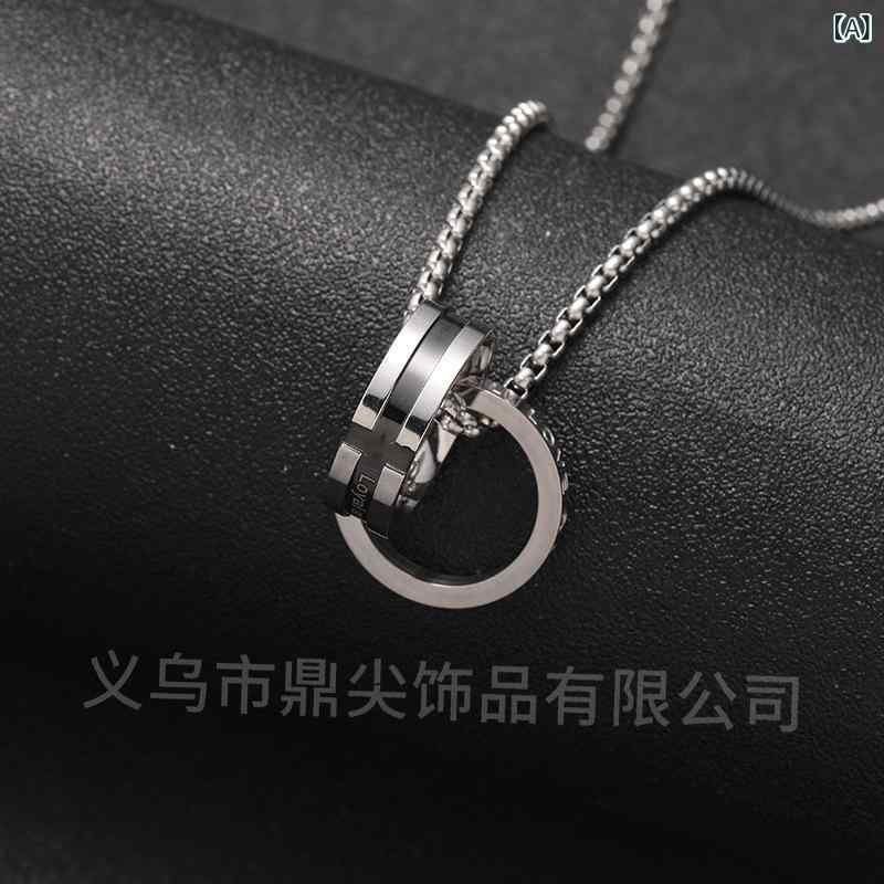 ・素材: 钛钢・処理: 电镀・造型: 几何型・チェーンタイプ: 马鞭链・多層構造: 是・ペンダント素材: 钛钢・長さ: 51〜60cm・カラー: ブラック, ローズゴールド・人気要素: リング・スタイル: ミニマル・重量: 40g・対象: ...