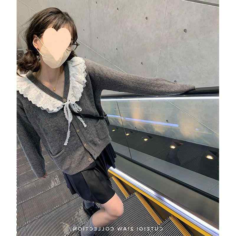 ・素材: ポリエステル・柄: その他・スタイル: その他・ネックライン: Vネック・袖丈: 長袖・袖型: フレアスリーブ・流行の要素: 無地・カラー: グレー・サイズ: フリー・スタイル: 通勤・着方: カーディガン・主な素材の含有量: 9...