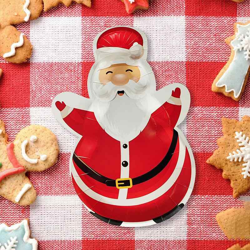 ・カテゴリ: 桌面装饰・製品カテゴリ: 场地布置道具・スタイル: 简约・サイズ: 圣诞老人纸盘8个, 30cm圣诞纸盘 8个, 9OZ圣诞纸杯 8个・付属品: 红色桌布, 圣诞纸巾16张