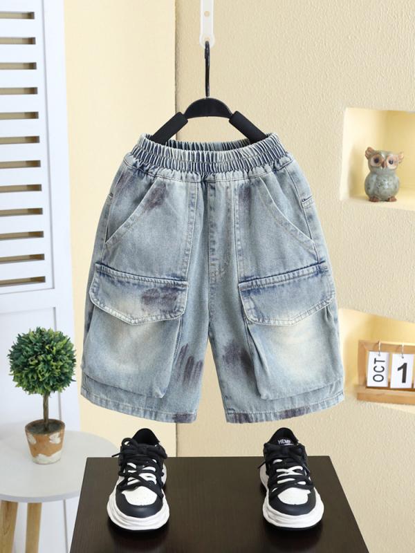 ・スタイル: 韩版・生地: デニム・安全基準: B类・パンツ丈: ハーフパンツ・主な素材: 綿50%・適用対象: 男の子・対象年齢: 3～8歳、100～140cm・おすすめ季節: 夏・種類: ジーンズ・股部分の仕様: 閉じた股・生地加工: ...